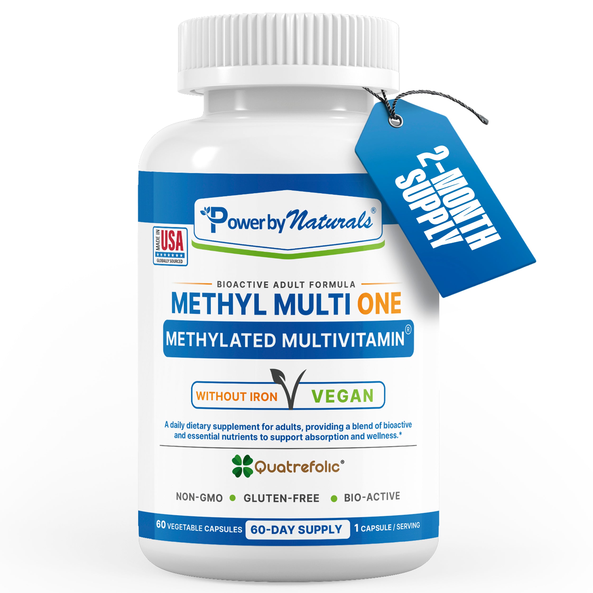 Vegan Methylated Multivitamin for Men & Women with Methylfolate & B12