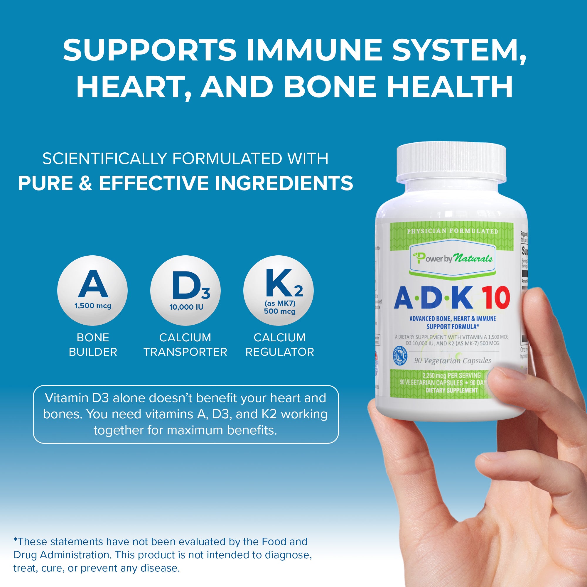 ADK-10: Vitamin D3 K2 and Vitamin A - Ultimate Bone, Heart & Immune ...