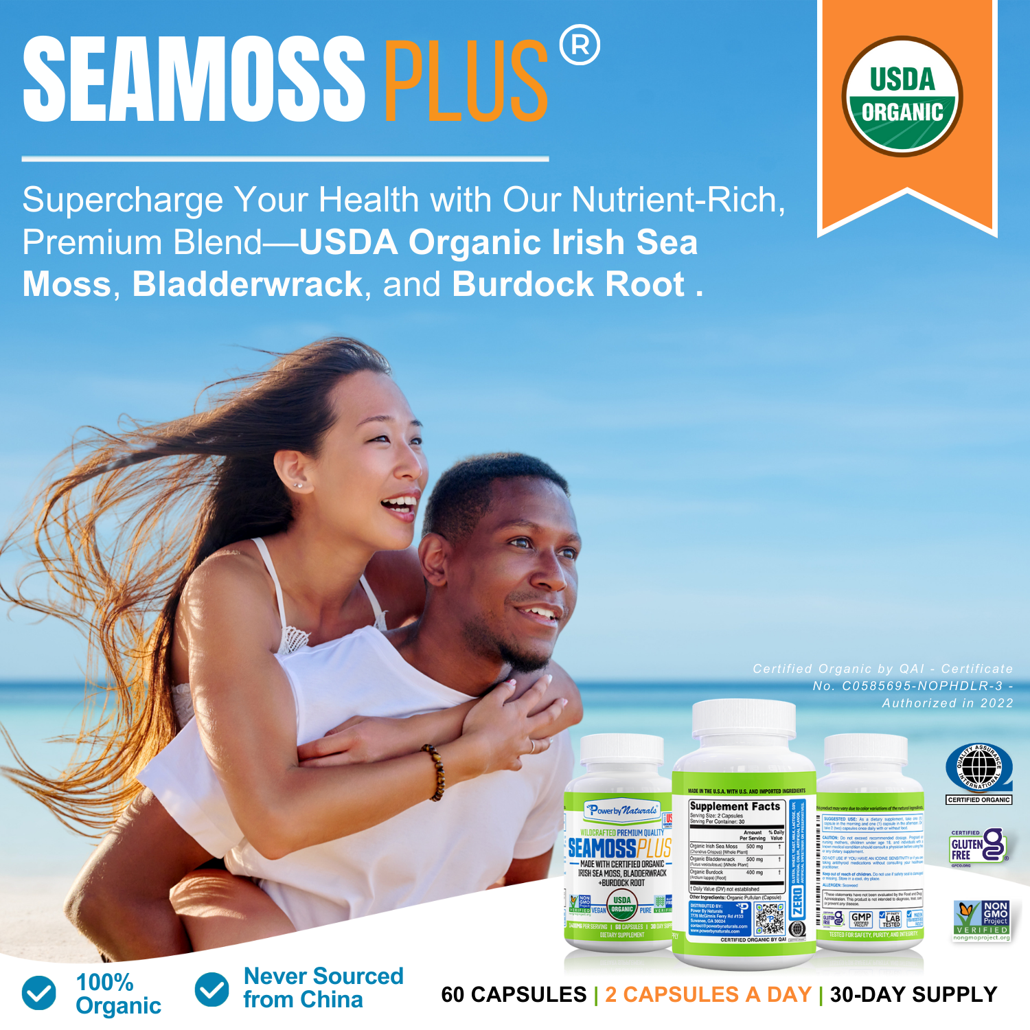 Power By Naturals Sea Moss Plus – USDA Organic Irish Sea Moss, Bladder