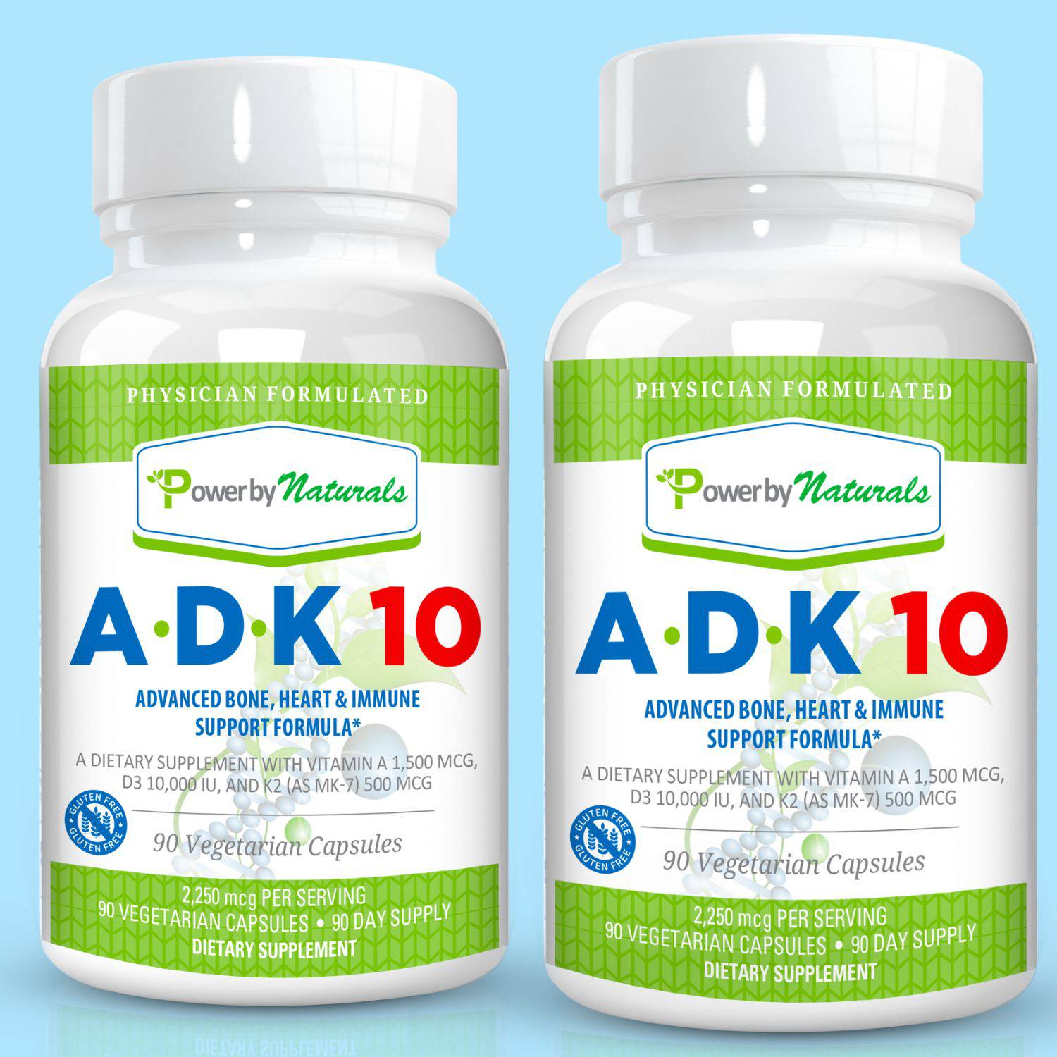 ADK-10: Vitamin D3 K2 A, 90 Capsules - Health Support